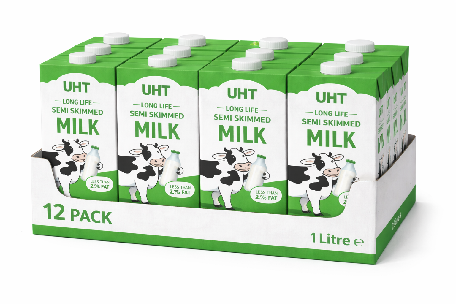 Long Life UHT Semi Skimmed Milk, 12 x 1 Litre - Groceries 2 Go